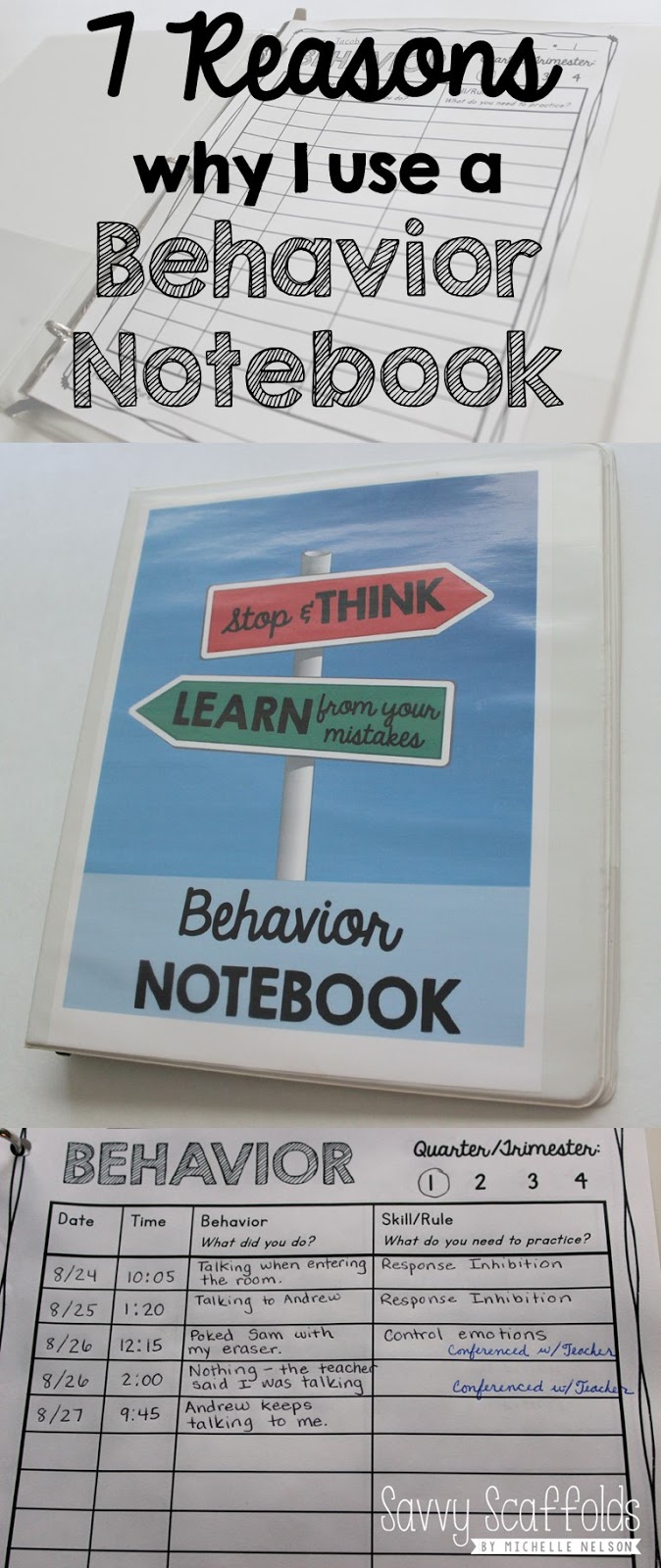 7 Reasons why I use a Behavior Notebook in my Classroom - Savvy Scaffolds